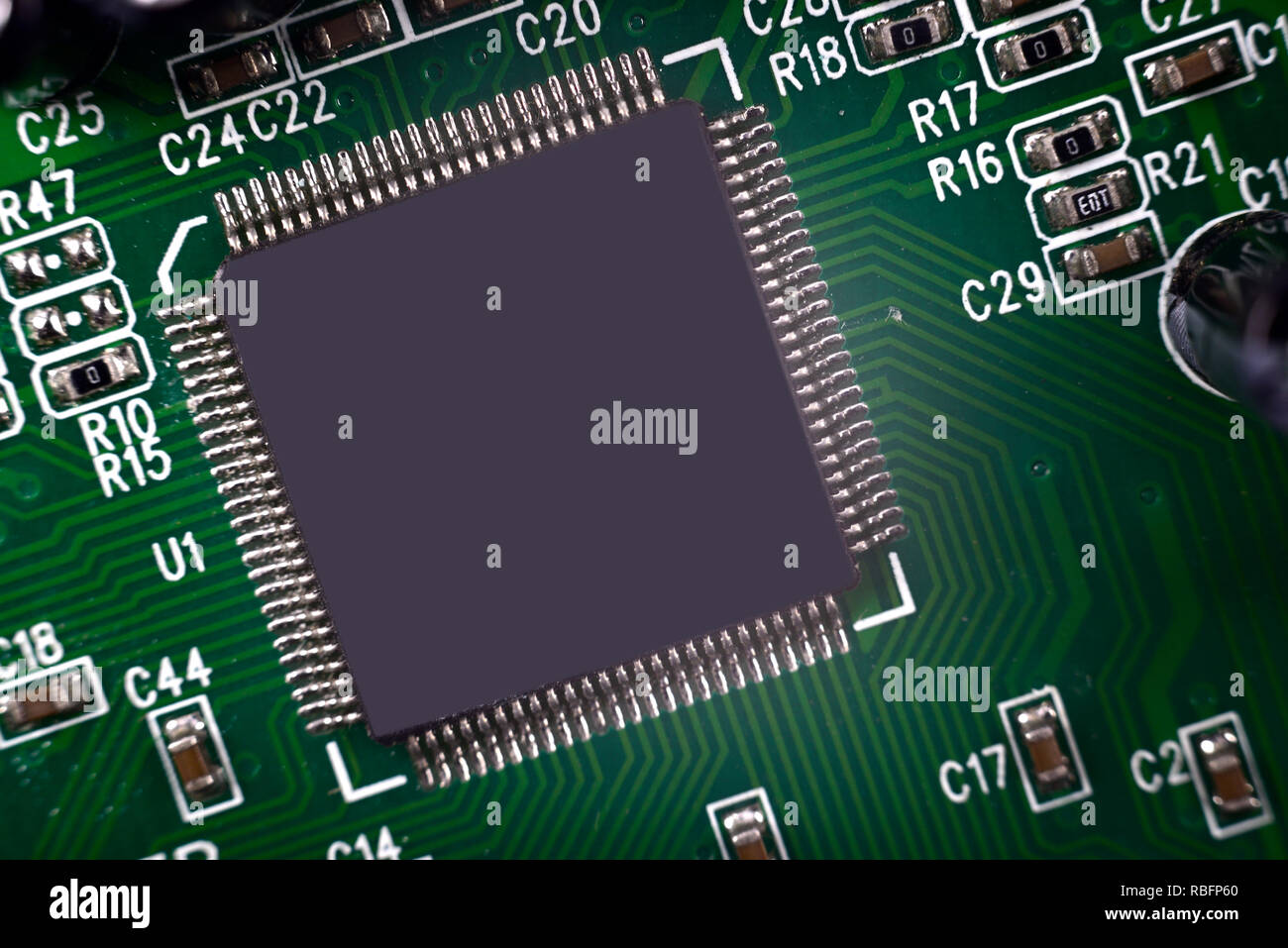 Close-up of Electronic chip in a computer circuit board Stock Photo - Alamy