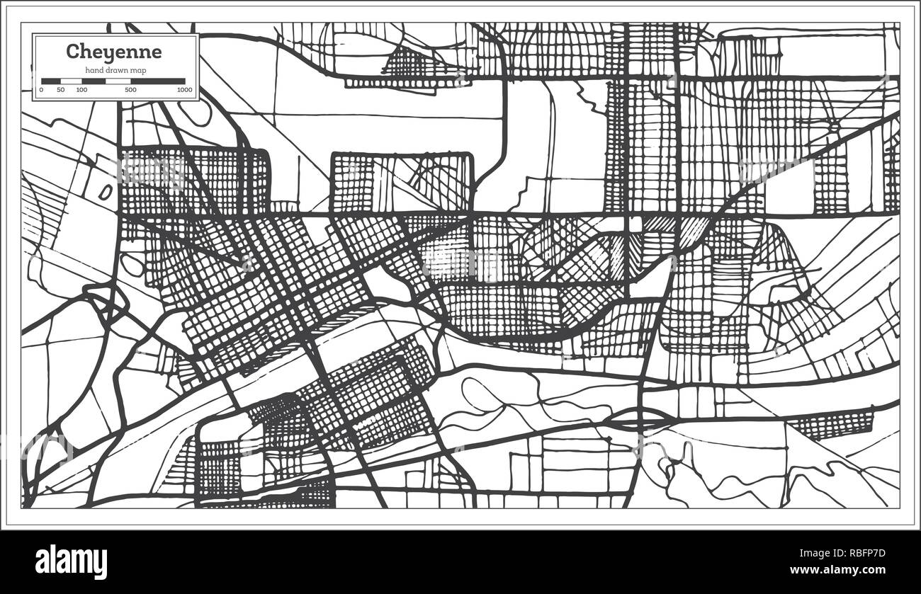 Cheyenne USA City Map in Retro Style. Outline Map. Vector Illustration ...