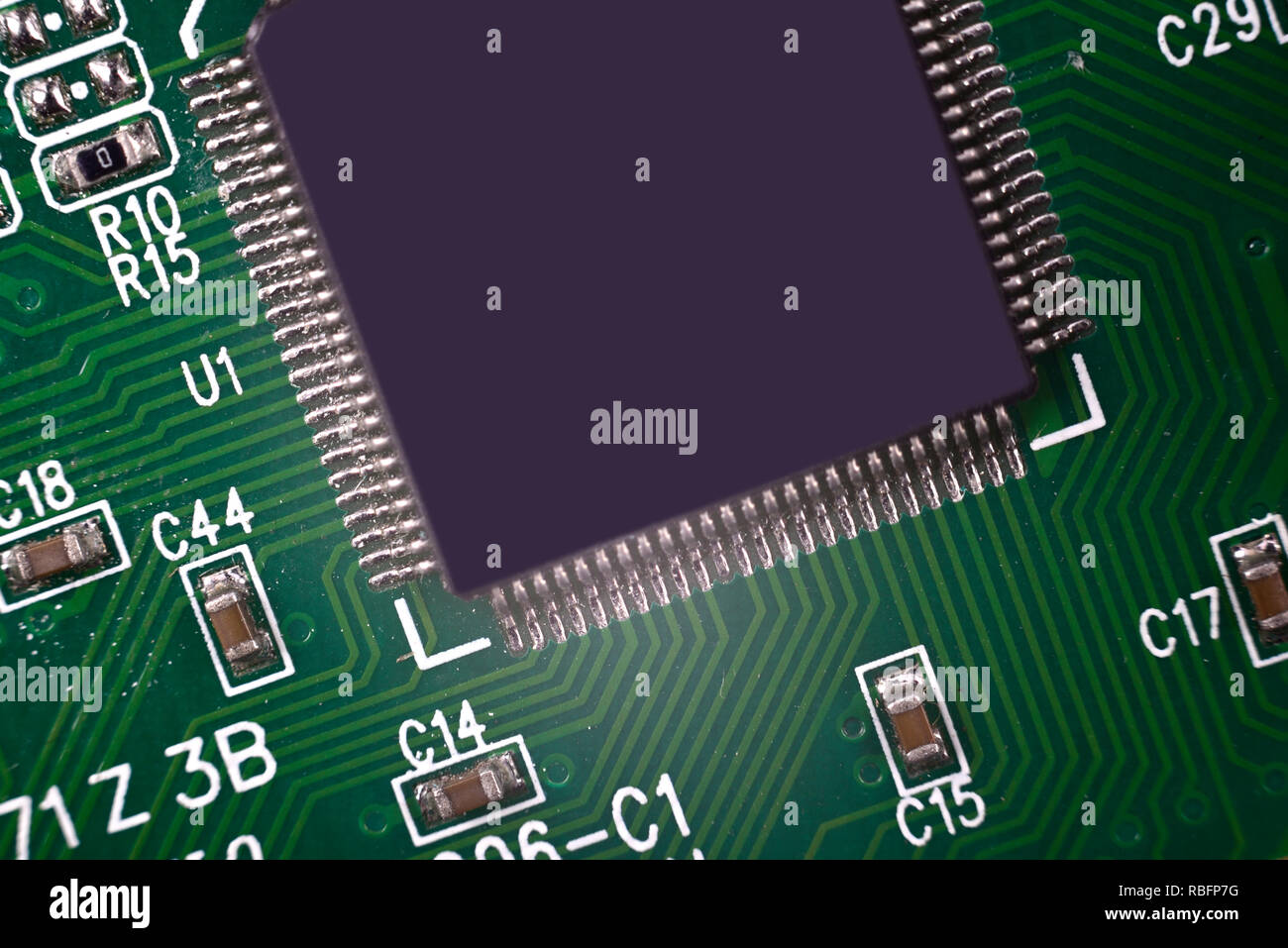 Macro photography electronics motherboard detail hi-res stock ...