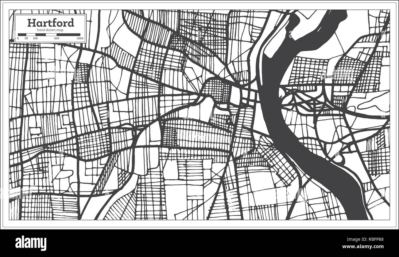 Hartford USA City Map in Retro Style. Outline Map. Vector Illustration ...
