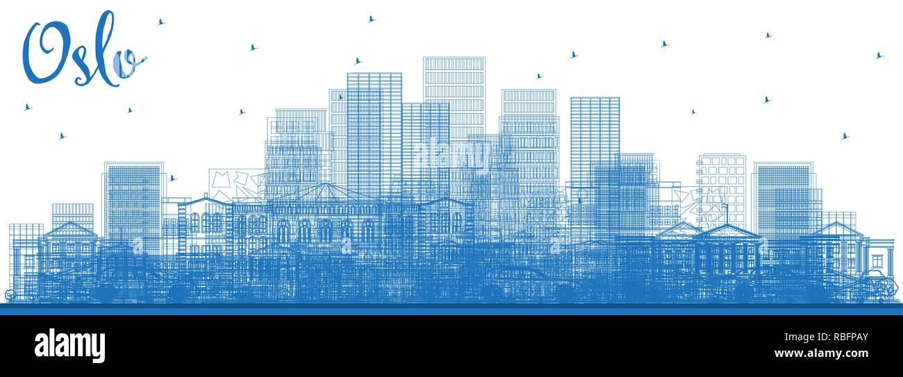Outline Oslo Norway Skyline with Blue Buildings. Vector Illustration ...