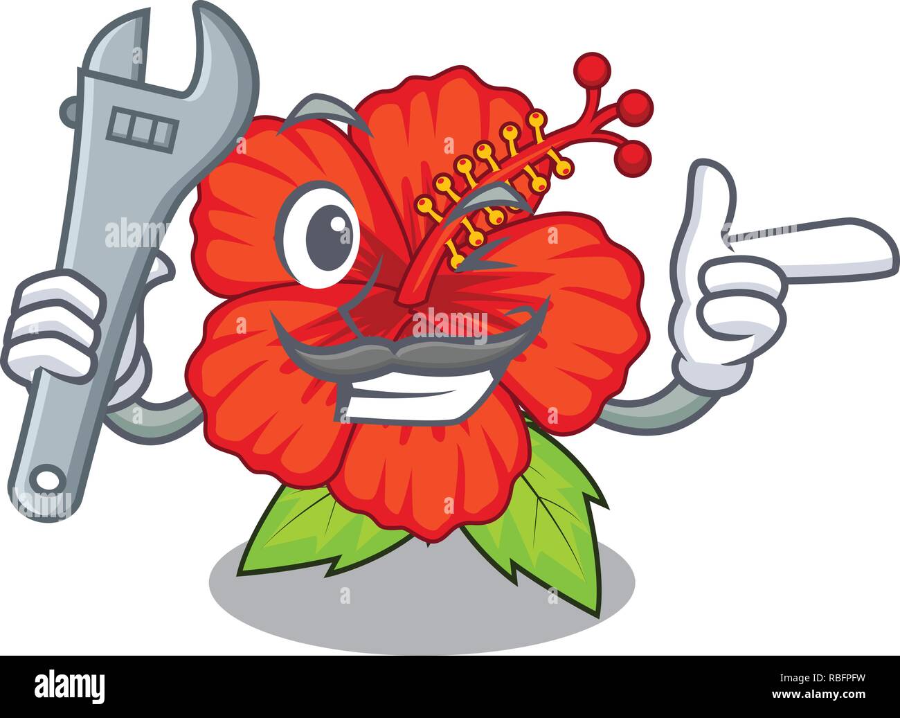 Mechanic hambiscus flower in the mascot stem Stock Vector Image & Art ...