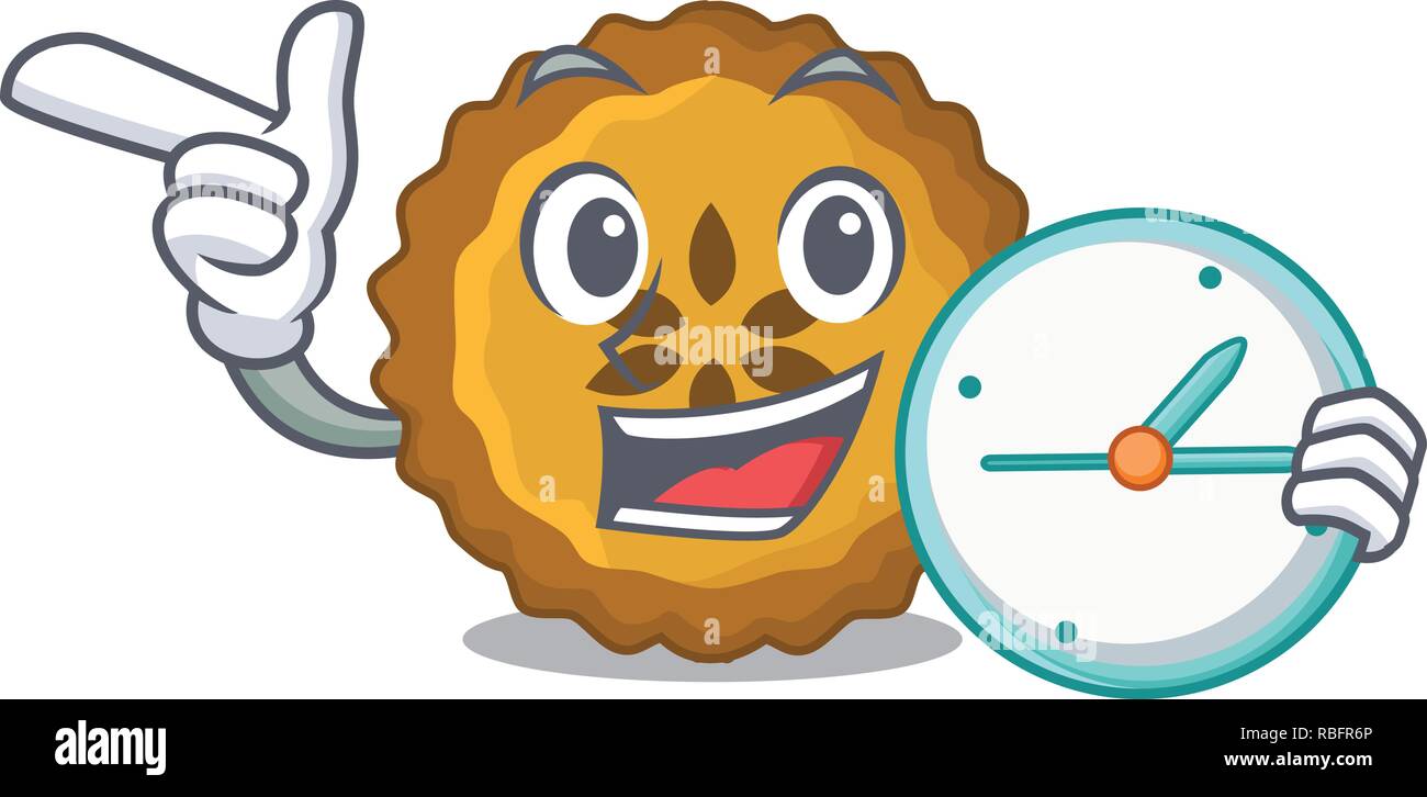 With clock apple pie on a cartoon table Stock Vector Image & Art - Alamy
