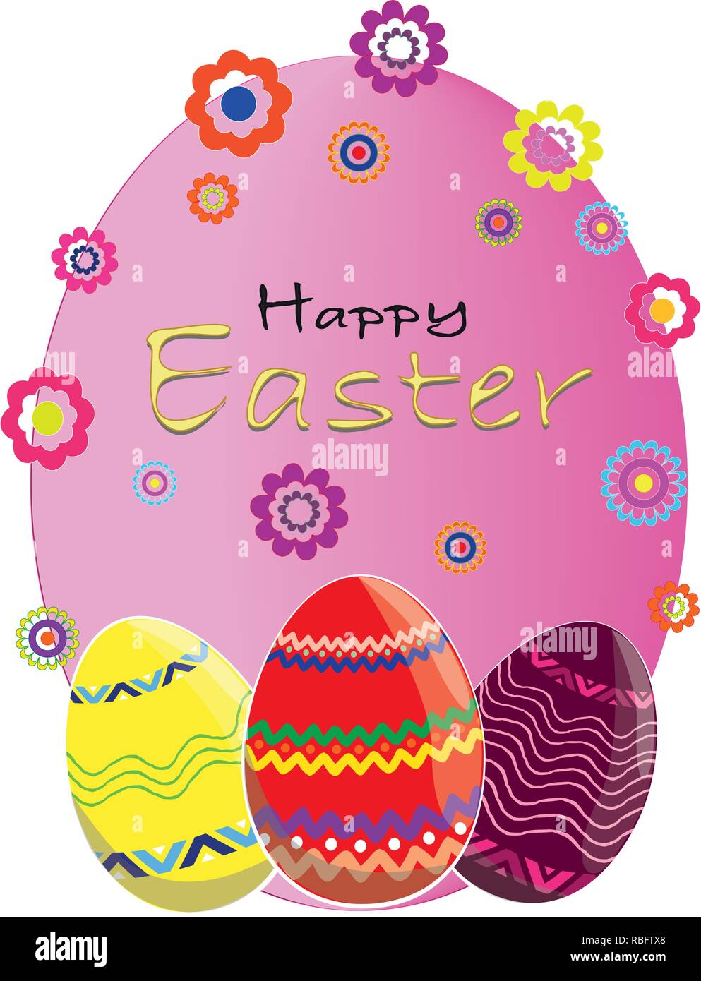 Easter egg, background template with beautiful colorful spring eggs ...
