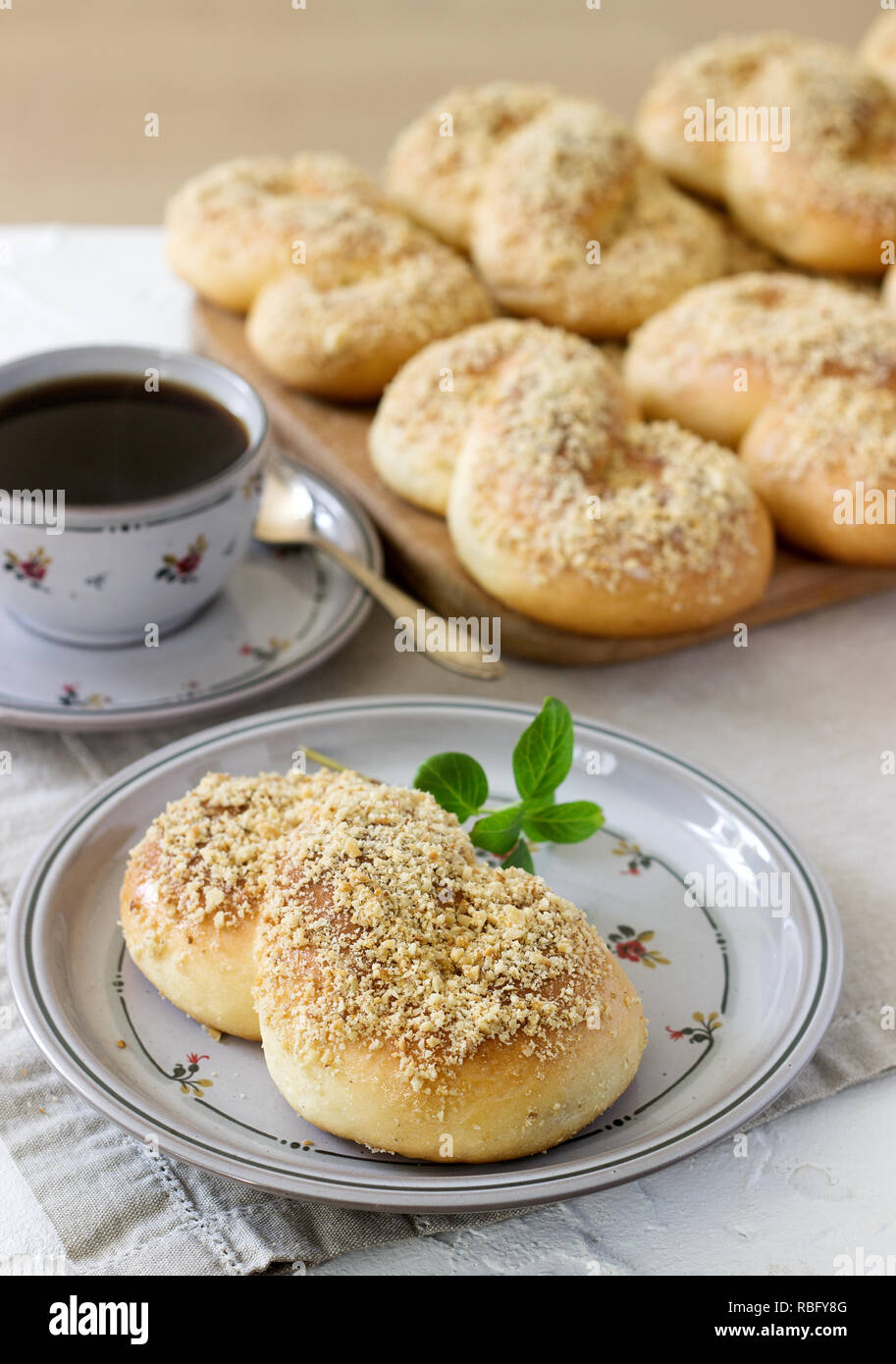 Traditional Romanian and Moldavian sweet buns in the form of eight with ...
