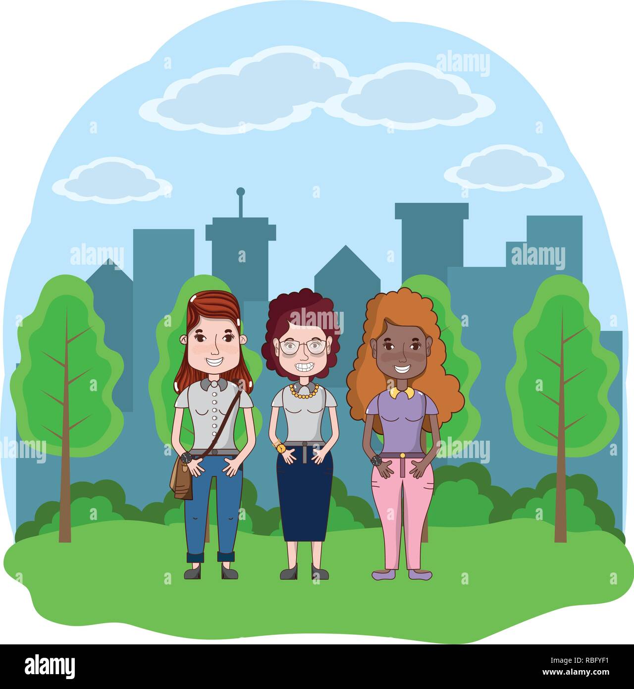 group of women cartoon Stock Vector Image & Art - Alamy