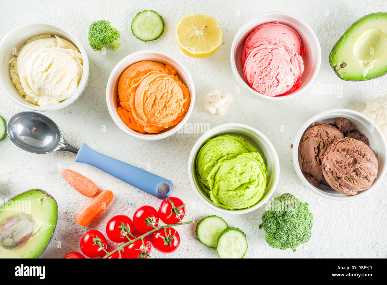 Trendy vegan food, summer healthy dessert concept, colorful diet ...