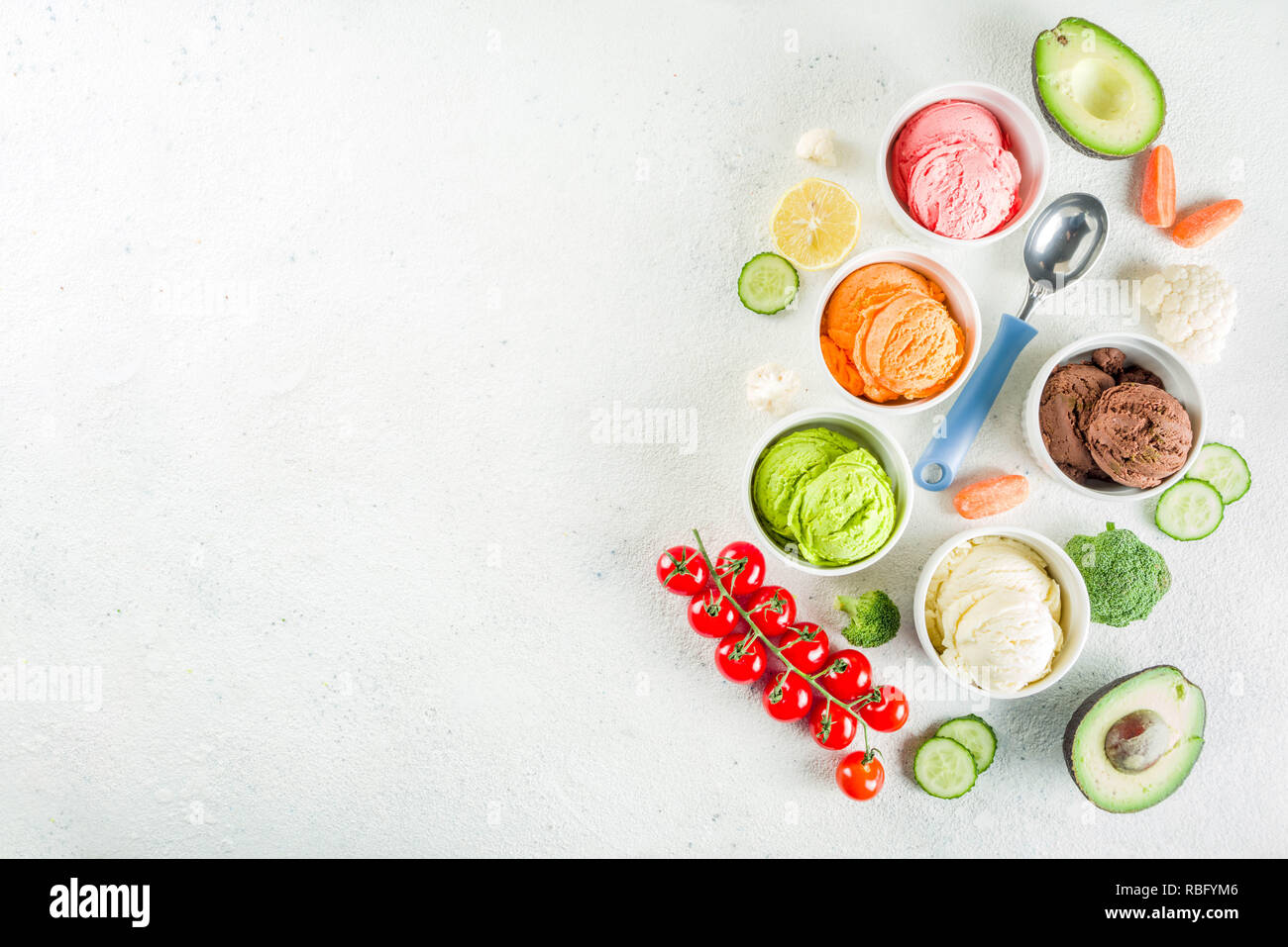 Trendy vegan food, summer healthy dessert concept, colorful diet ...