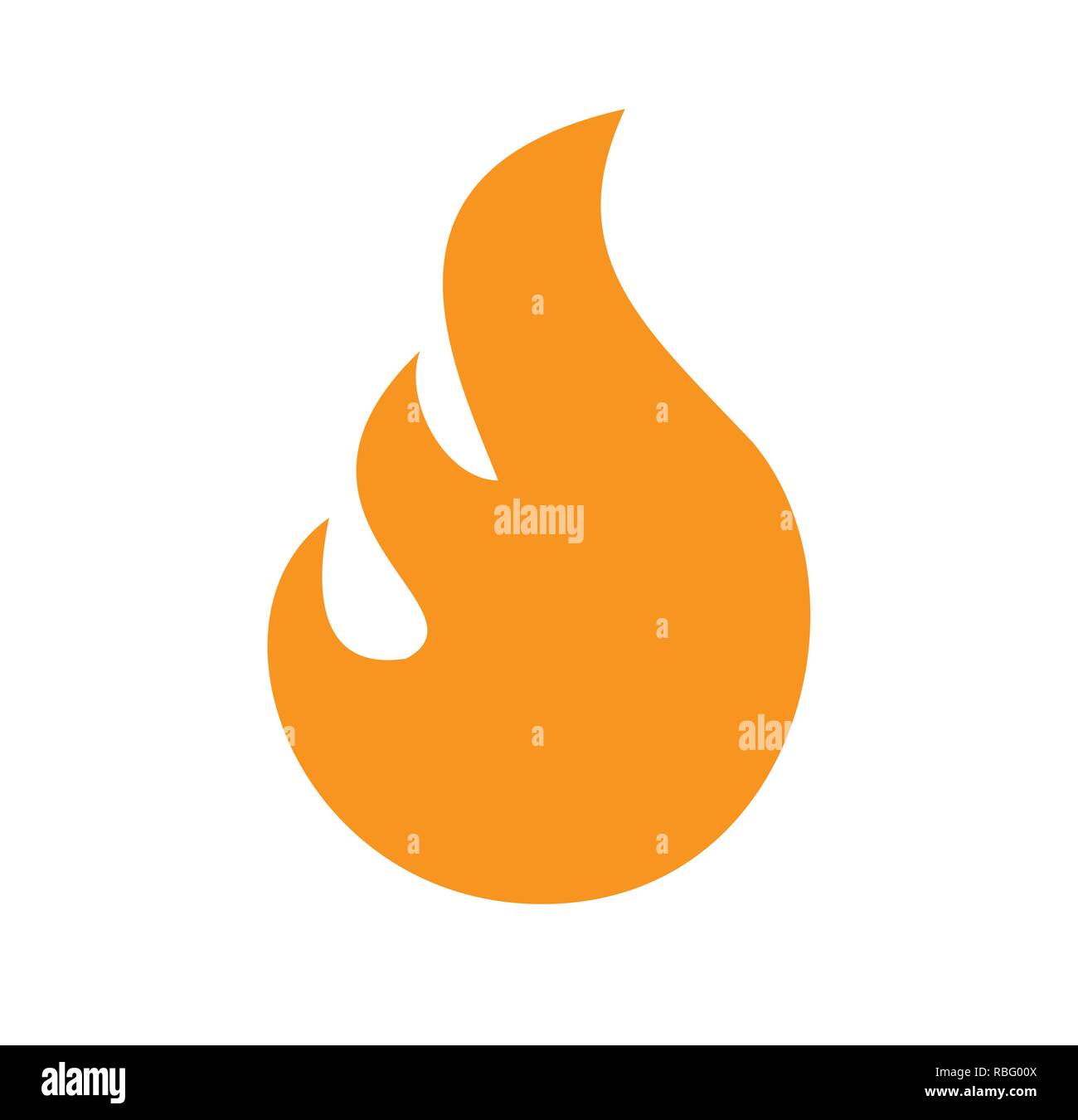 Flame orange icon on white background for graphic and web design ...