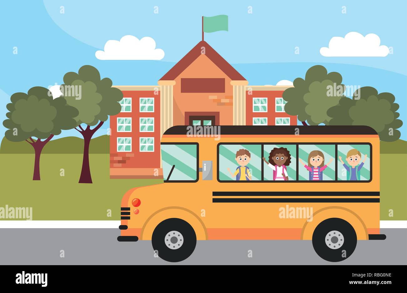 elementary school cartoon Stock Vector Image & Art - Alamy