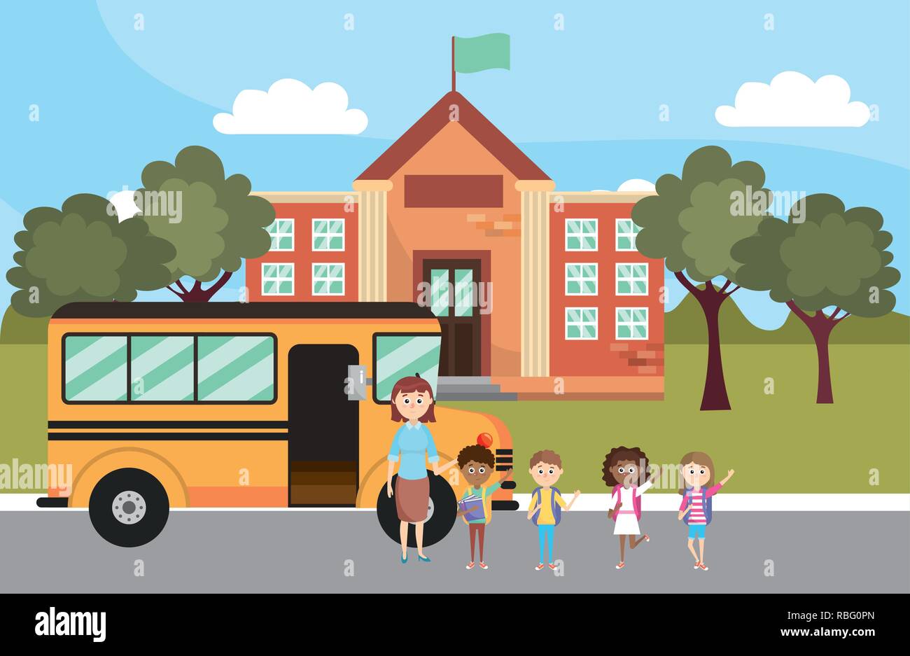 elementary school cartoon Stock Vector Image & Art - Alamy