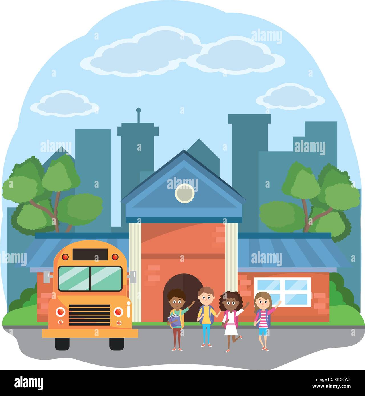 elementary school cartoon Stock Vector Image & Art - Alamy