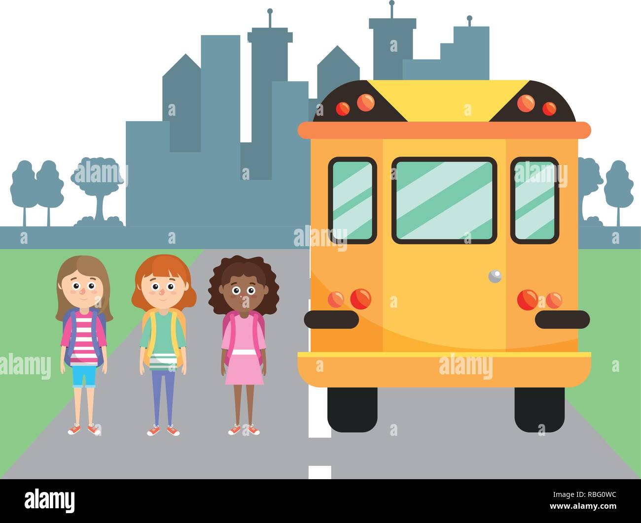 elementary school cartoon Stock Vector Image & Art - Alamy