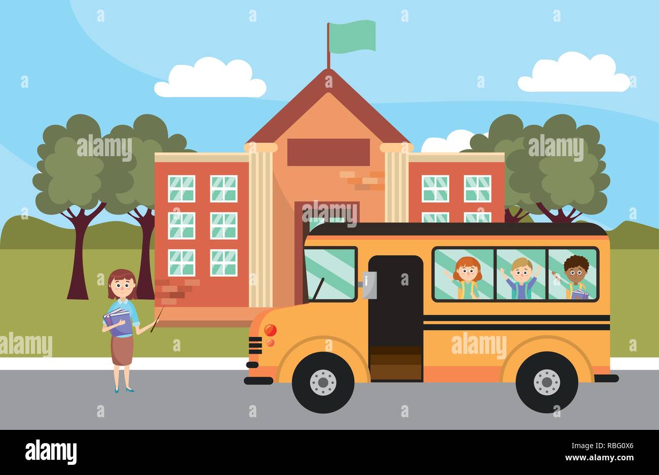 elementary school cartoon Stock Vector Image & Art - Alamy