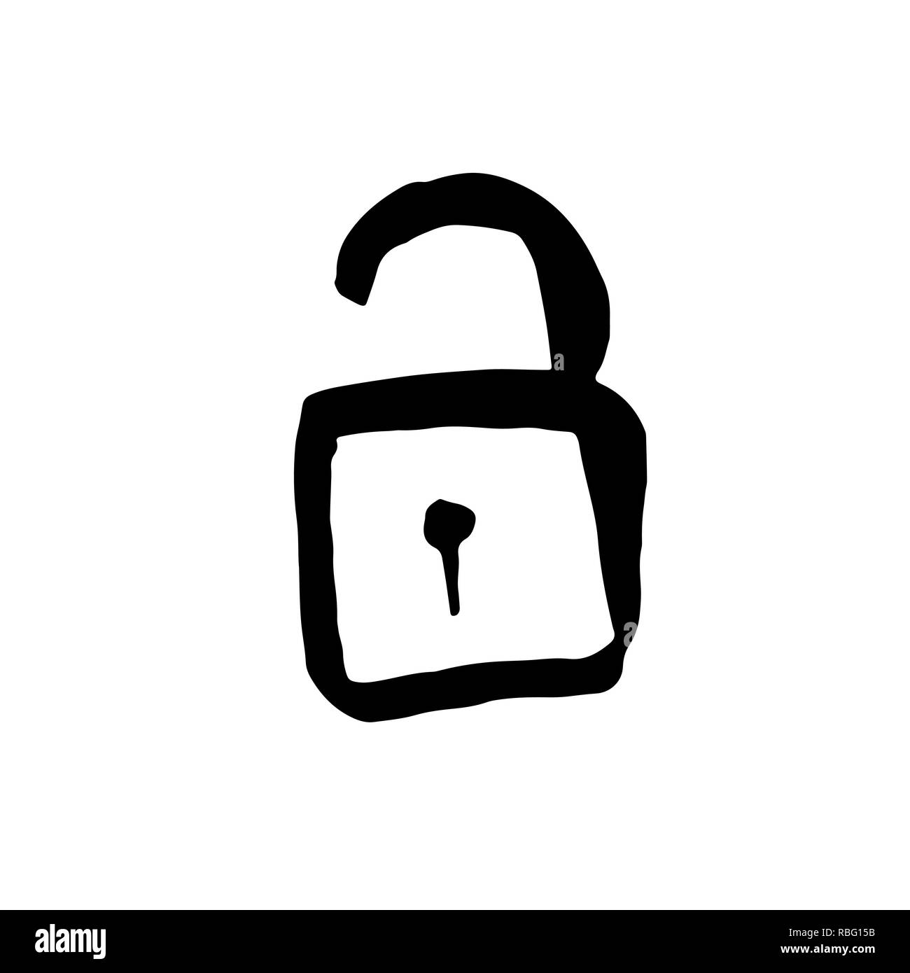 Open lock icon. Grunge brush vector illustration Stock Vector Image ...