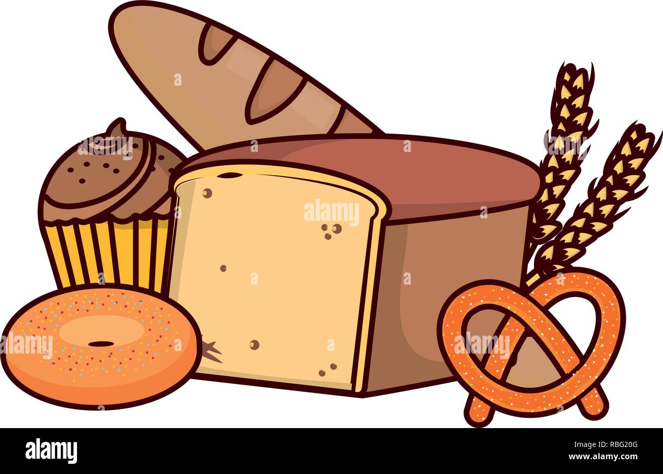 bakery food cartoon Stock Vector Image & Art - Alamy