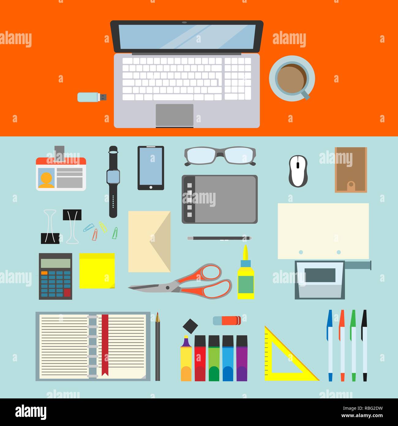 Flat design modern vector illustration concept of creative office ...