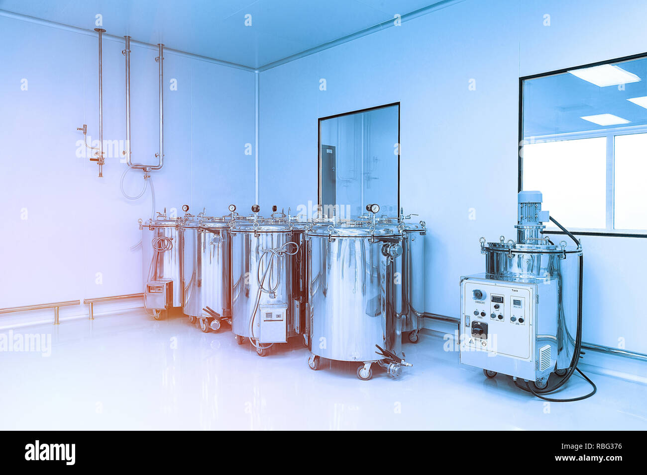 Photo production, clean room with stainless steel hardware Stock Photo ...