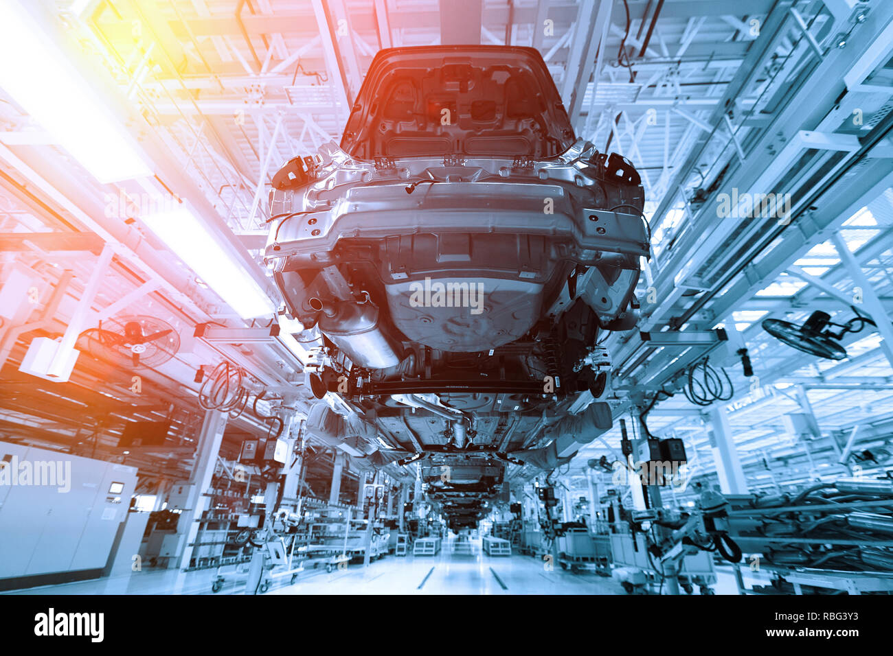 Assembling parts of the car robots. automated build process of cars ...