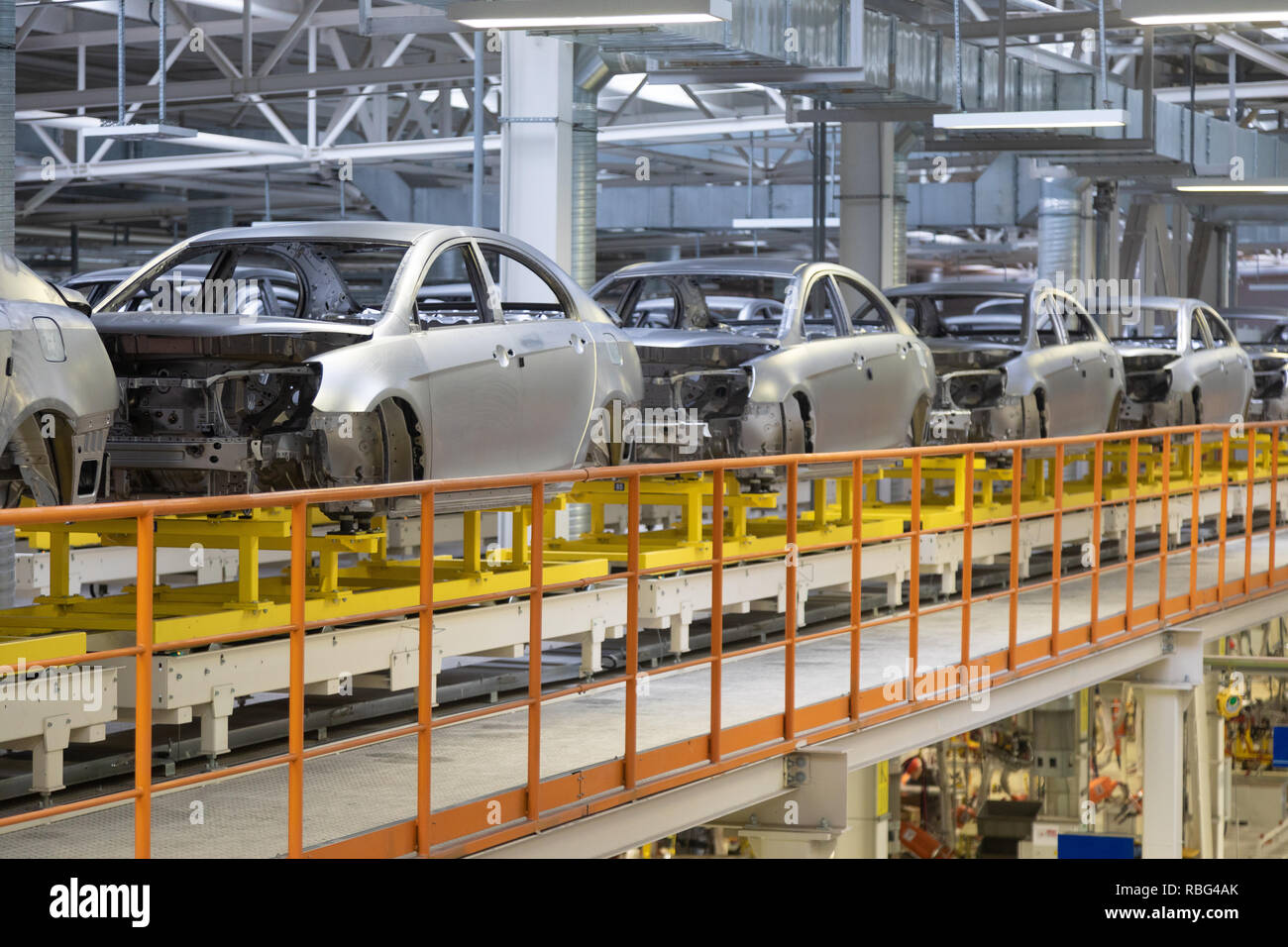 body of car on conveyor Modern Assembly of cars at plant. automated ...