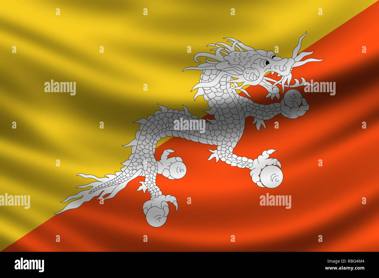 Flag of Bhutan in Asia Stock Photo - Alamy