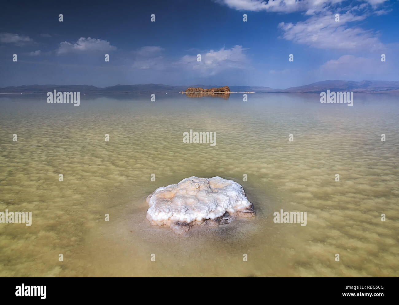 Near the Dash Adasi island, One of the small island of Urmia Lake ...
