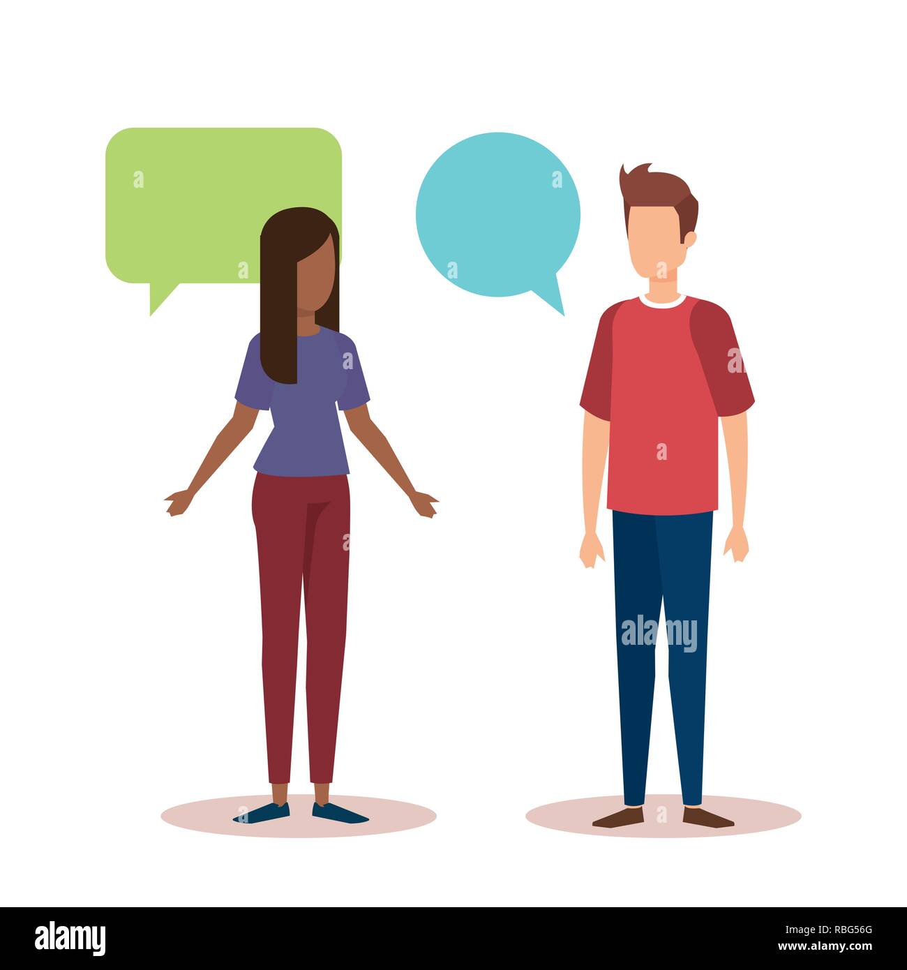 couple talking with speech bubbles Stock Vector Image & Art - Alamy