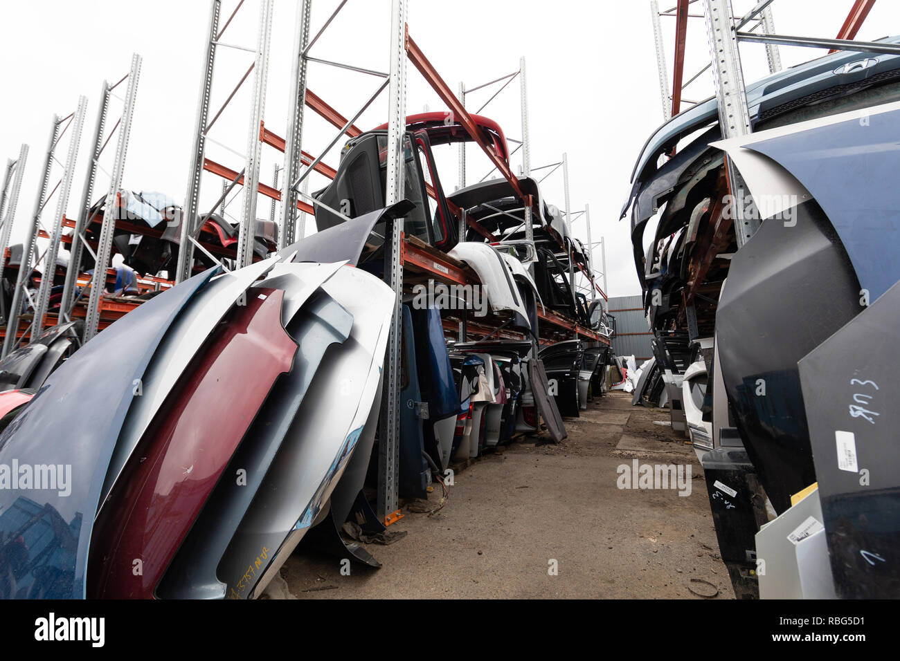Racks with auto parts Stock Photo - Alamy
