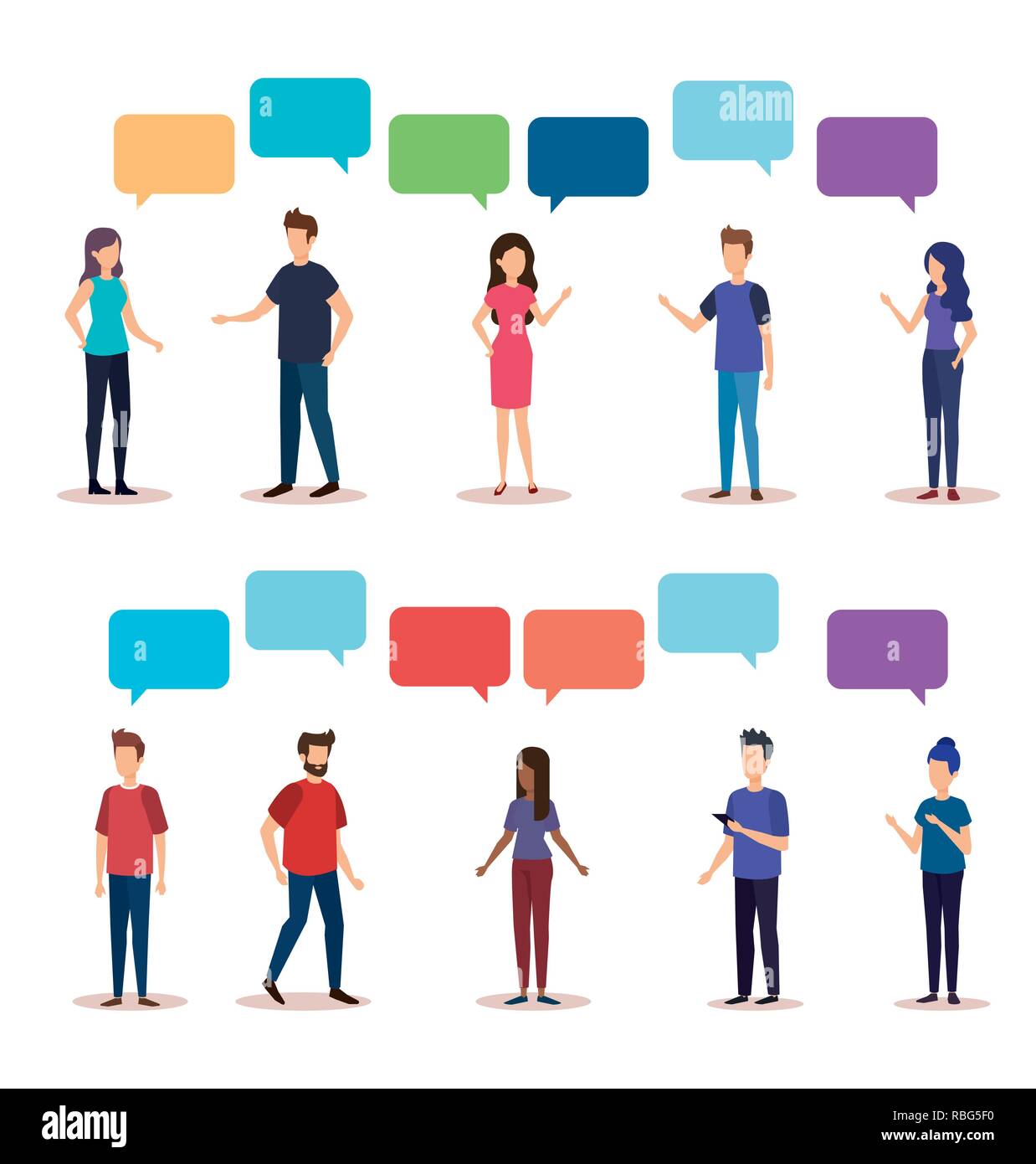 group of people with speech bubble characters Stock Vector Image & Art ...