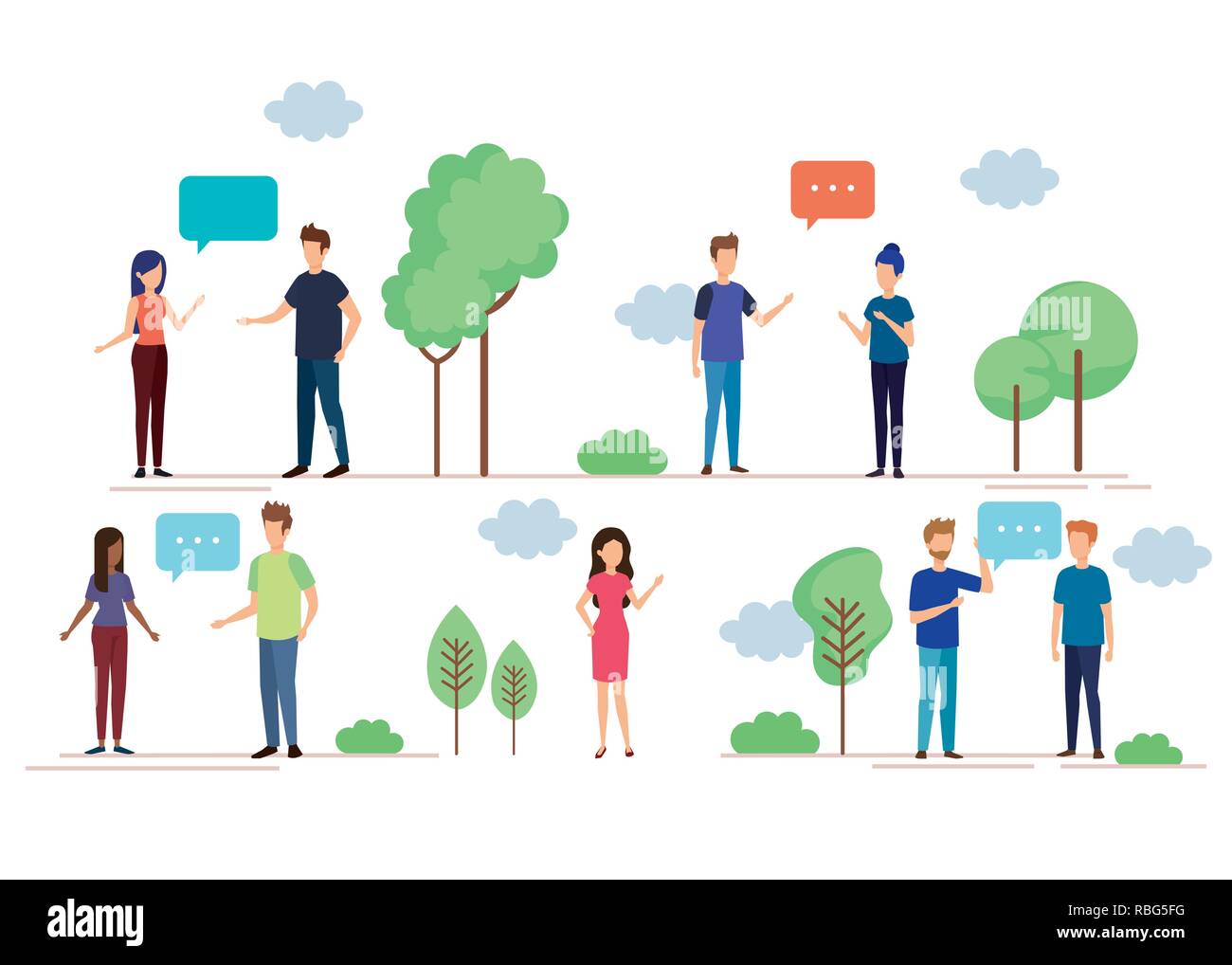 group of people with speech bubble characters Stock Vector Image & Art ...