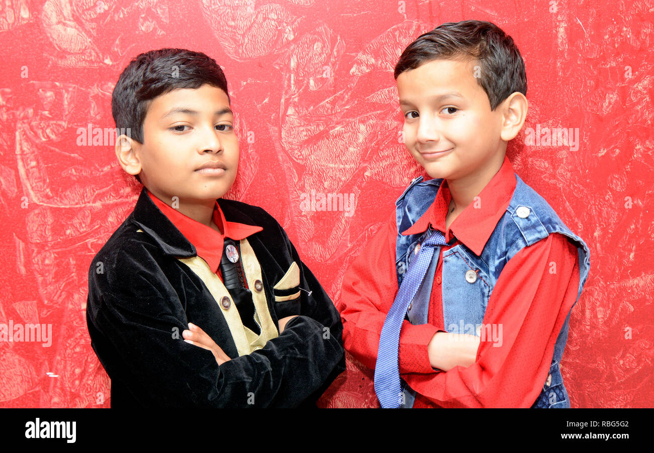 Portrait of Indian Little Brothers Stock Photo - Alamy