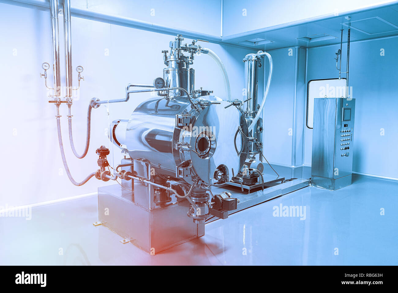 Photo production, clean room with stainless steel hardware Stock Photo ...