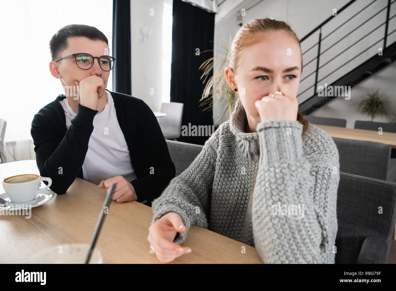 Bad relationship concept. Man and woman in disagreement. Young couple ...