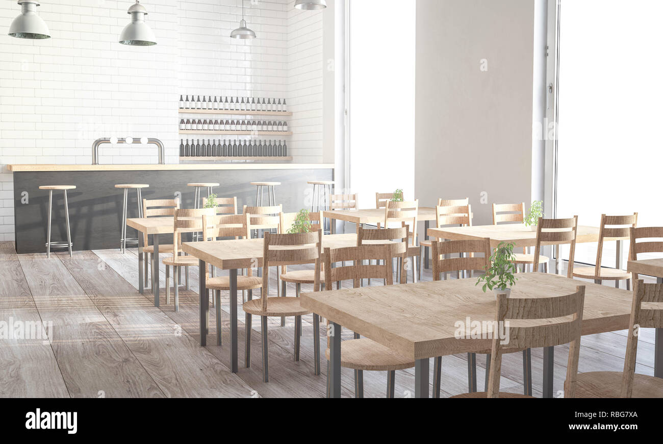 Design modern Coffee shop 3d rendering Stock Photo - Alamy