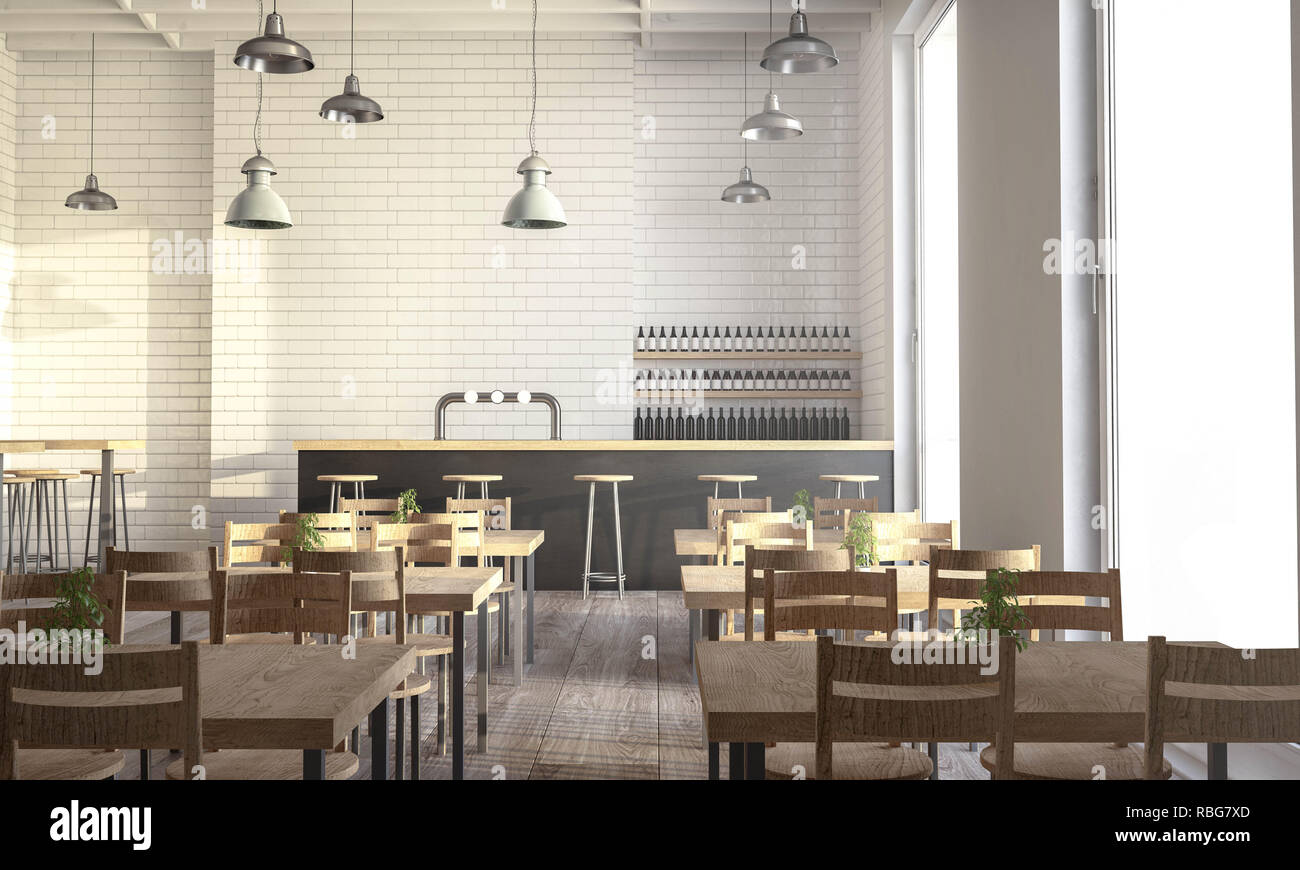 Modern coffee shop 3d rendering Stock Photo - Alamy