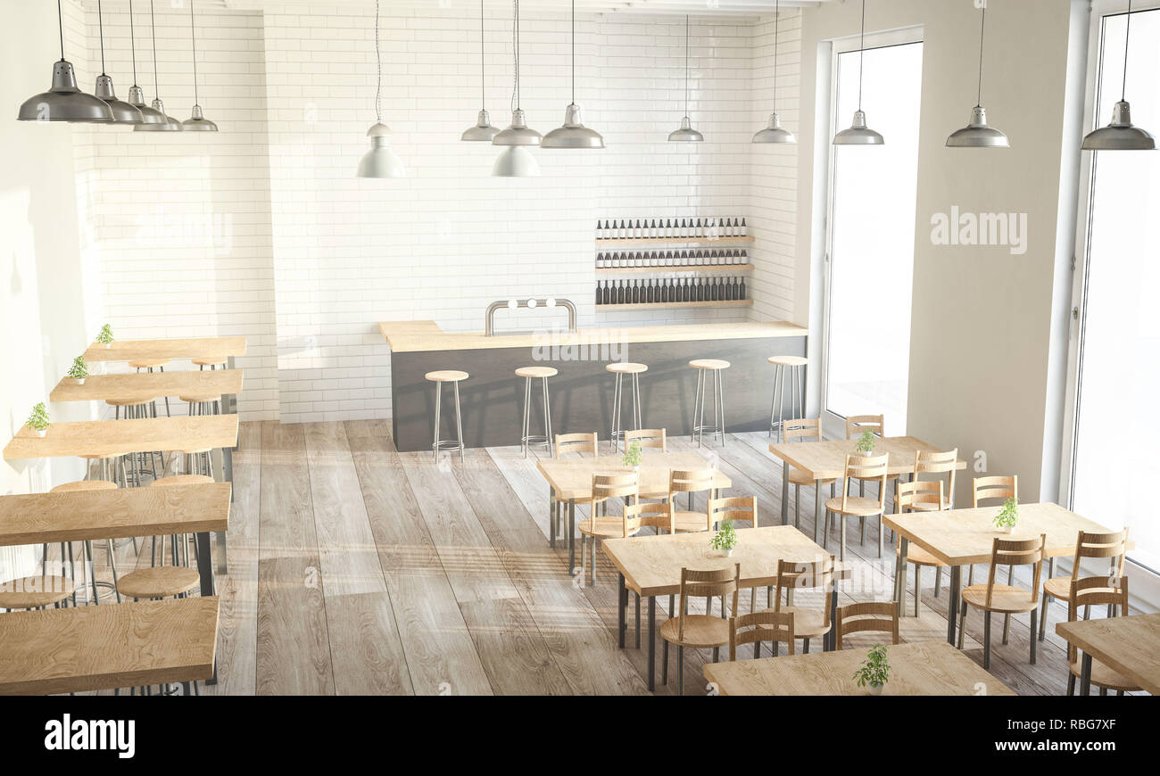 Modern coffee shop 3d rendering Stock Photo - Alamy