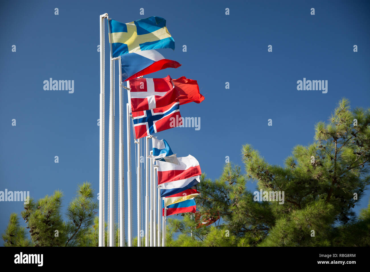 Flags on the flagpole Stock Photo - Alamy