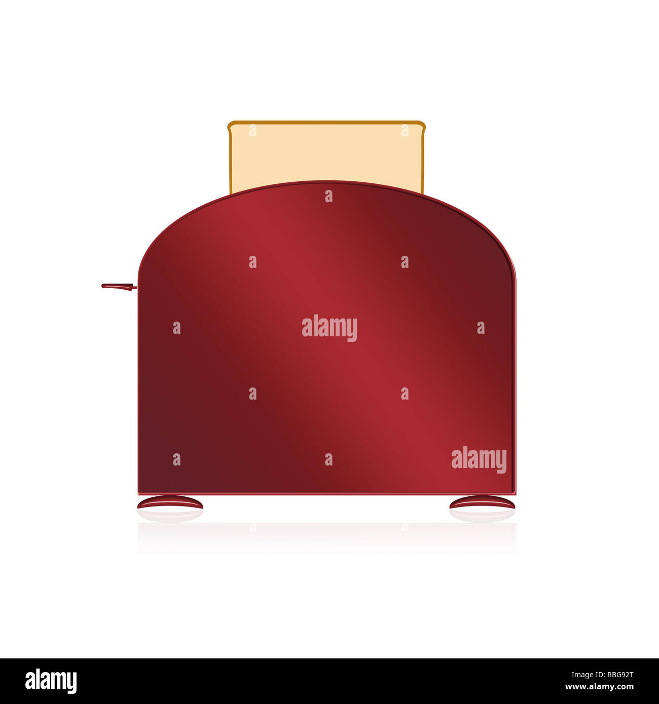 Toasted bread in a red modern toaster on white background. Illustration ...