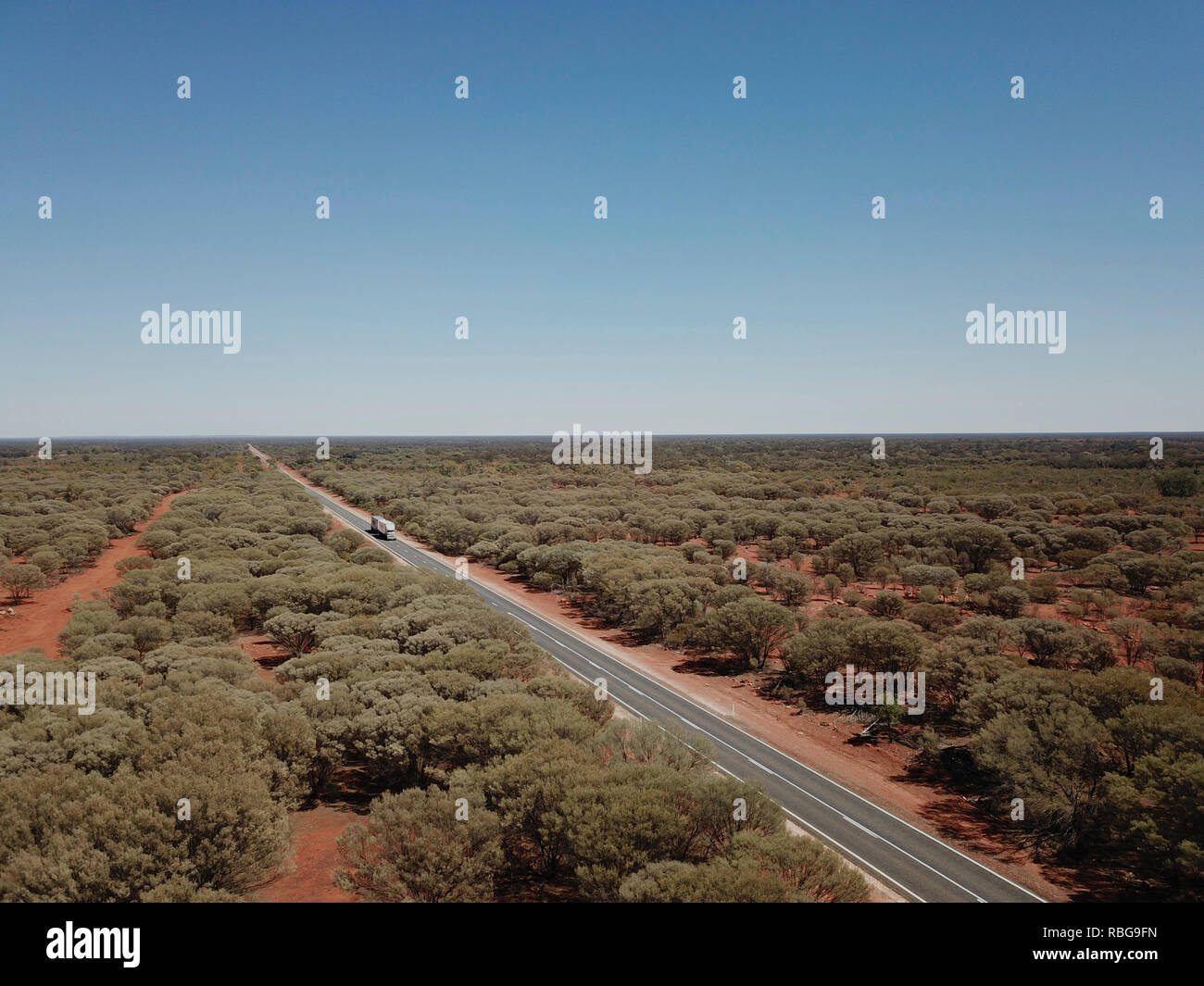 Aerial of the Barrier Highway midway between Cobar and Wilcannia New ...