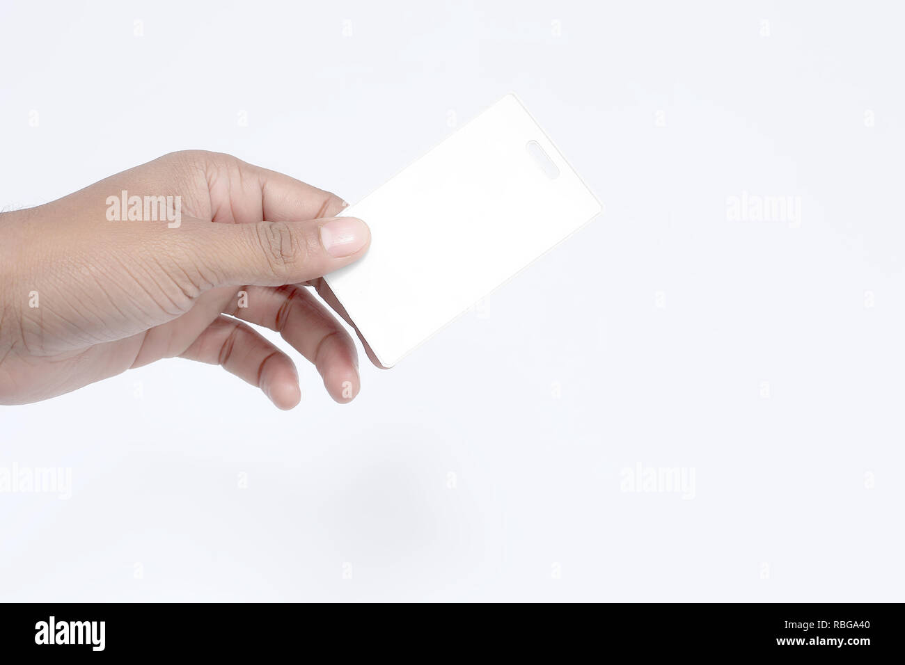 Man holding blank name tag hi-res stock photography and images - Alamy