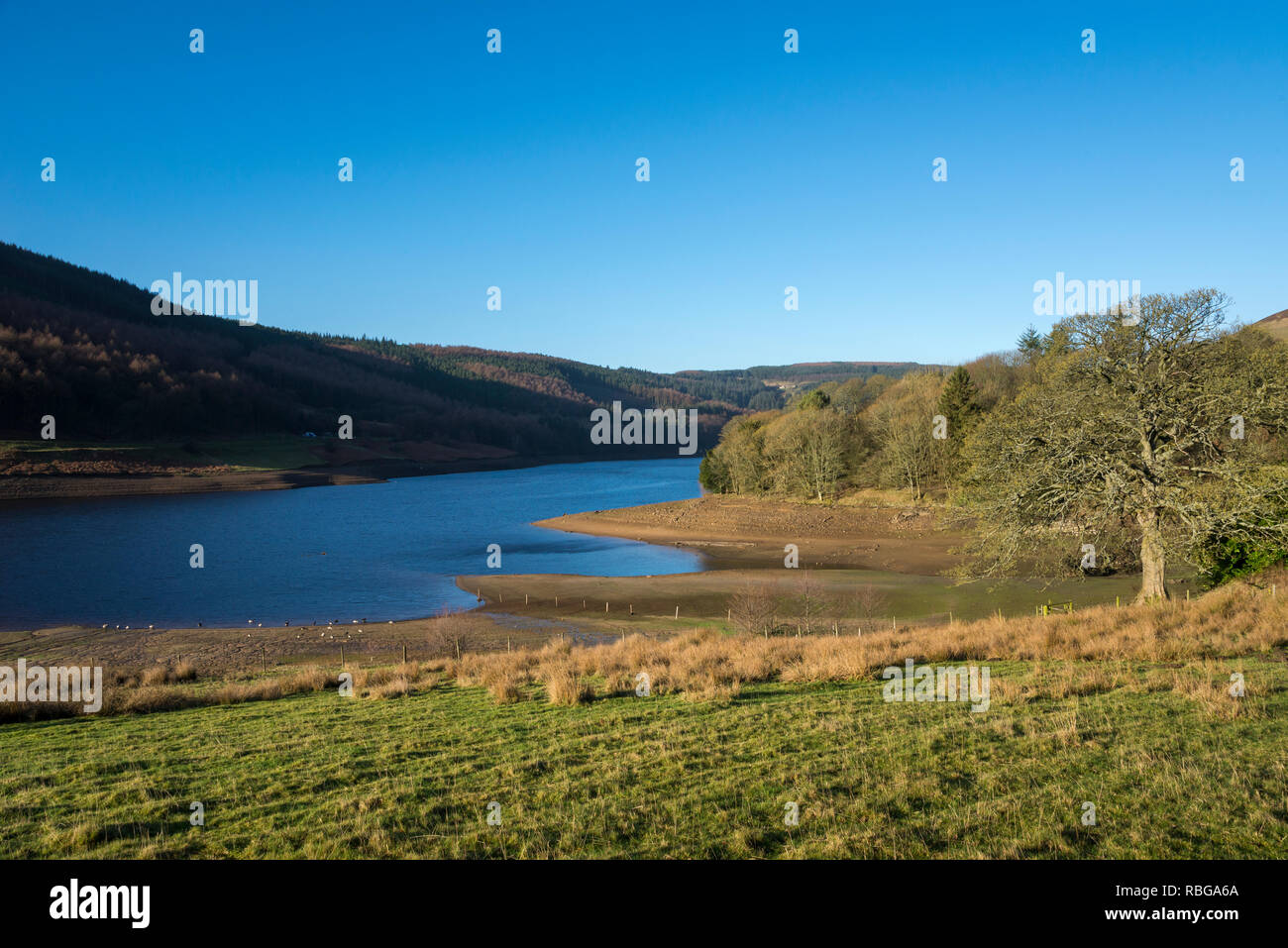Site of Derwent village at Ladybower reservoir, Peak District national ...