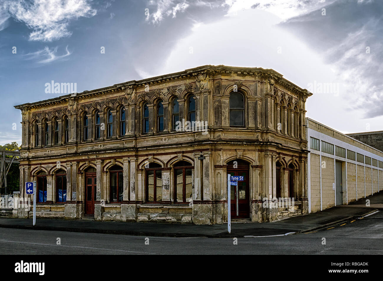 Old victorian architecture building in Oamaru, New Zealand Stock Photo ...
