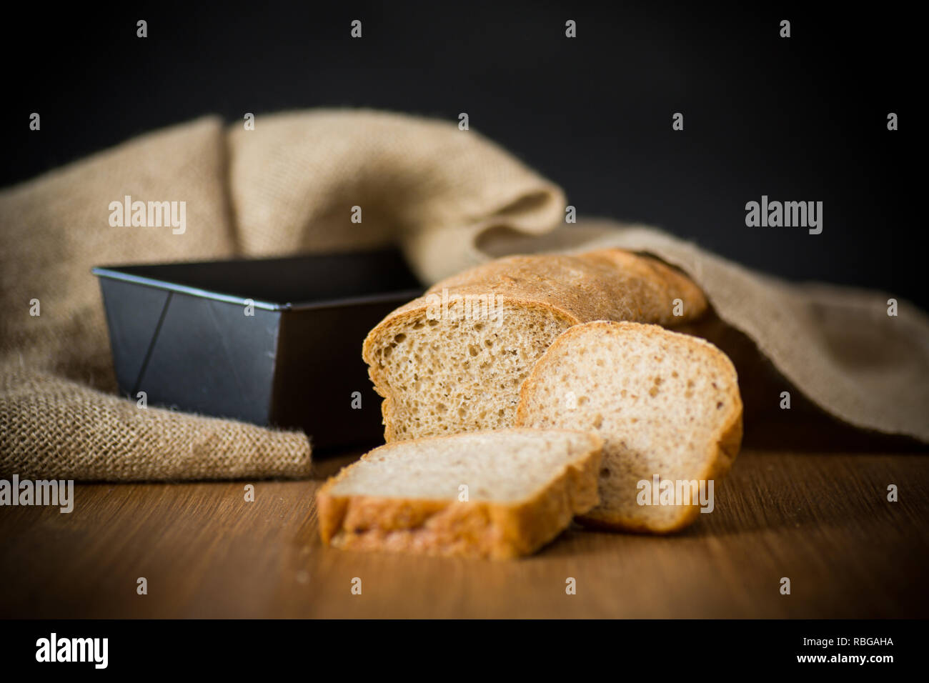 rye homemade toaster bread in a metal form Stock Photo - Alamy