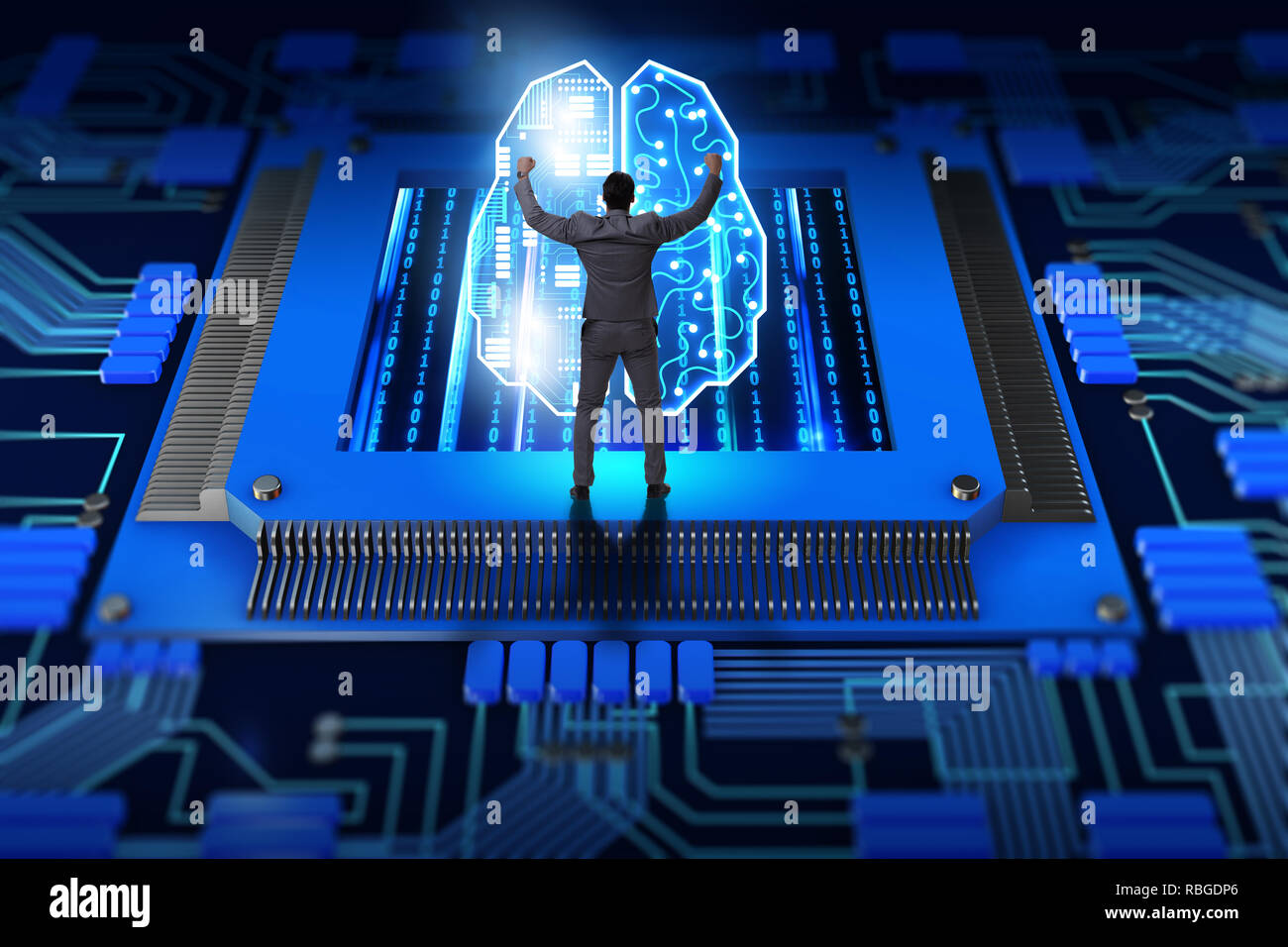 Cognitive computing concept as future technology with businessman Stock ...