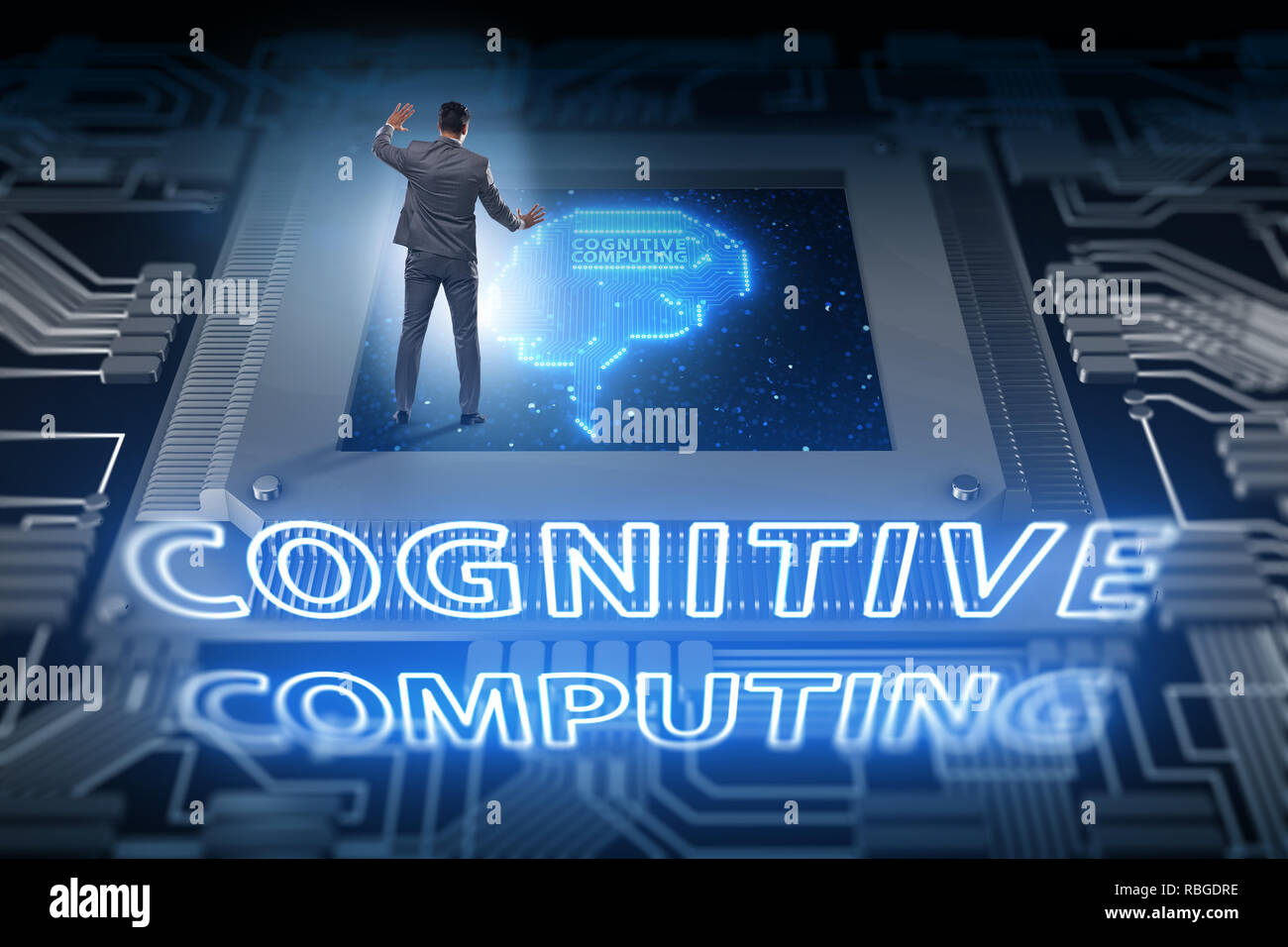 Cognitive computing concept as future technology with businessman Stock ...