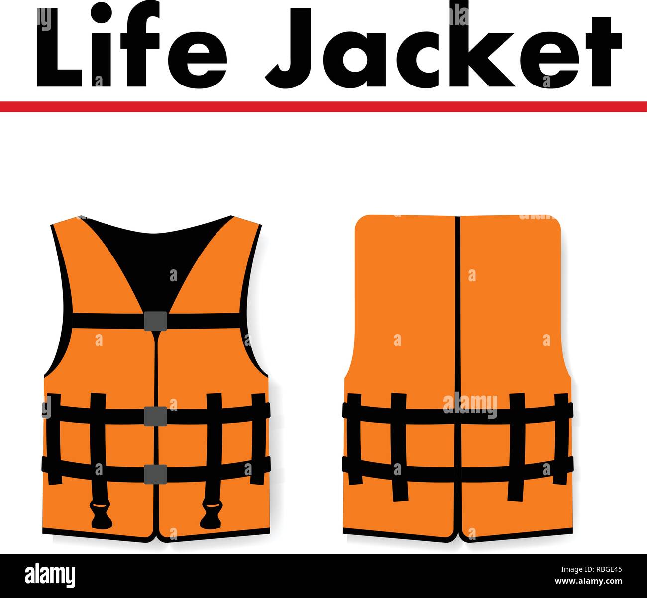 Life Jacket isolated on white background, vector art Stock Vector Image ...