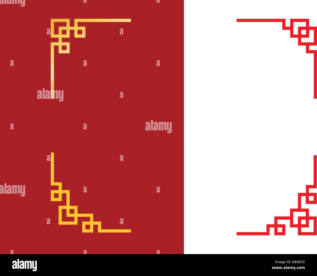 Set of Chinese corner in linear style, vector art Stock Vector Image ...