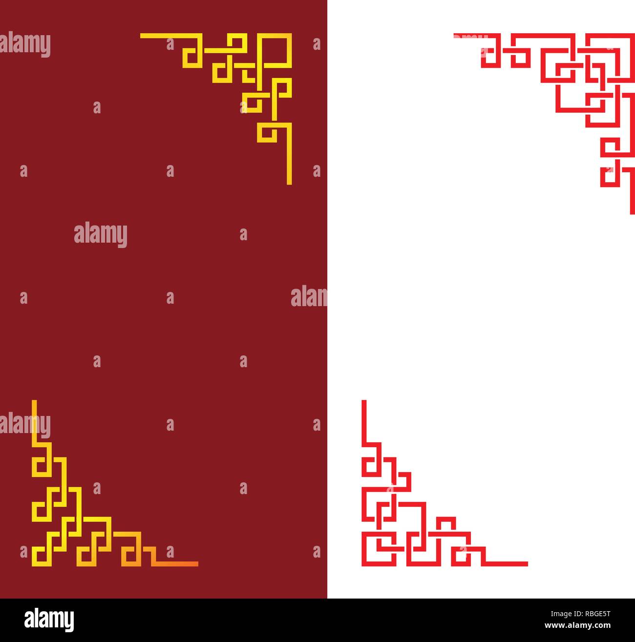 Set of Chinese corner in linear style, vector art design Stock Vector ...