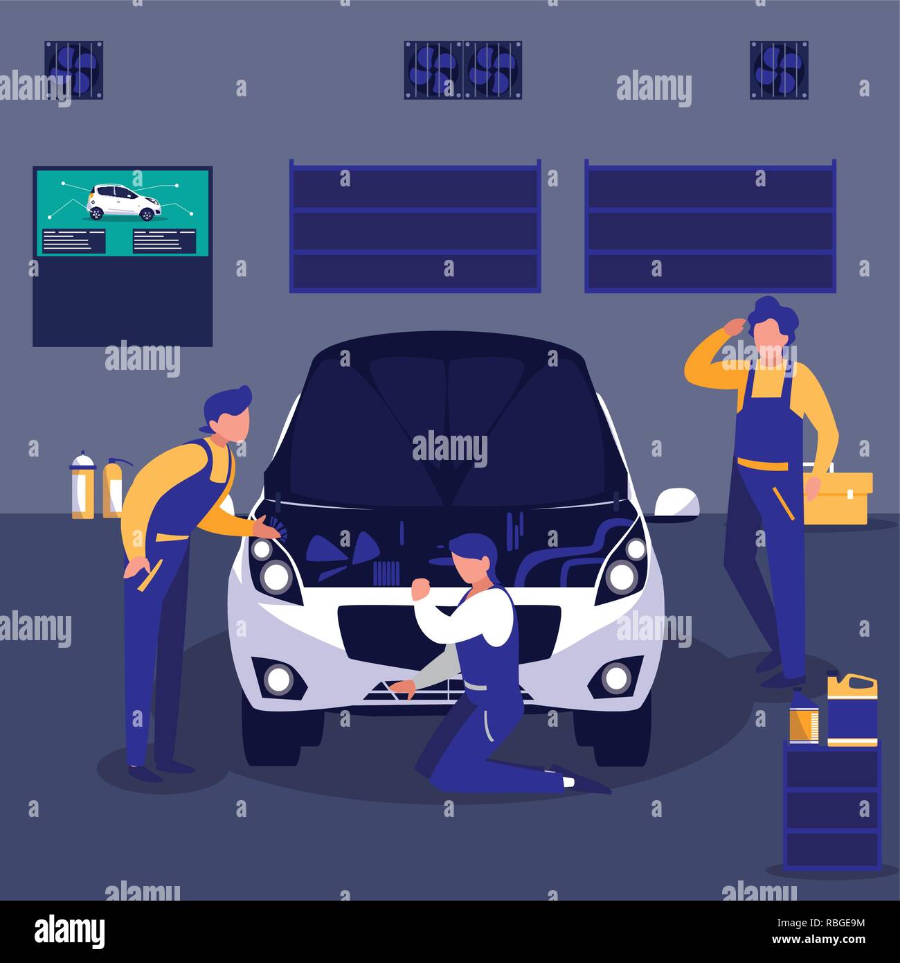 Group of male mechanics Stock Vector Images - Alamy