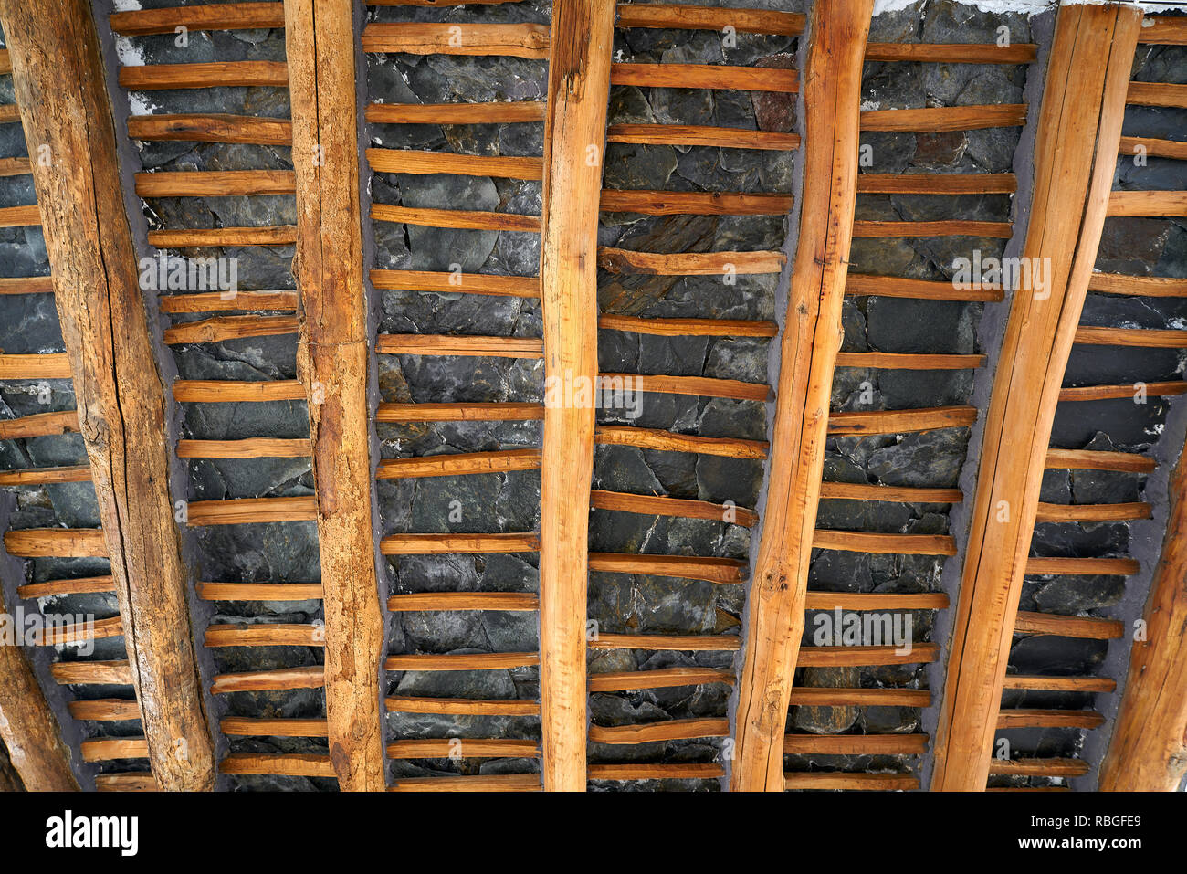 Wooden roof ceiling of Alpujarras in Granada at Andalusian Spain Stock ...
